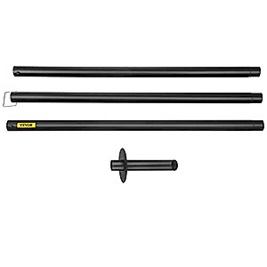 VEVOR String Light Poles, 2 Pack 10.6 FT, Outdoor Powder Coated Steel Lamp Post with Hooks to Hang Lantern and Flags, Universal Mounting Options to Decorate Garden, Patio, and Deck for Party, Black