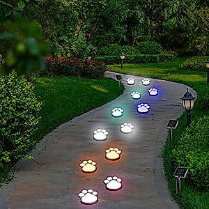 SH-RuiDu Solar 4-Paw Light Garden Ground Dog Cat Paw LED Solar Lamp for Garden Patio Yard Decor Walkway