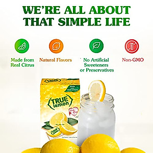 TRUE LEMON Water Enhancer, Bulk Dispenser, 100 Count (Pack of 1), 0 Calorie Drink Mix Packets For Water, Sugar Free Lemon Flavoring Powder Packets