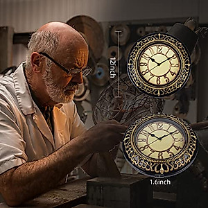 FAERIE Wall Clock for Living Room Decor Large Wall Clock Battery Operated,12 Inches Round Bathroom Clock Silent Kitchen Clock Wall Cute Small Clock Non Ticking Modern Wall Clock Analog Clock