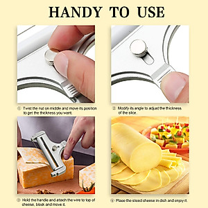 Linwnil 4PCS Cheese Slicer Set Stainless Steel Wire Cheese Slicer Thickness Adjustable Cheese Cutter for Cutting Soft, Semi-Hard, Hard Cheeses