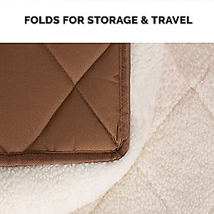 Furhaven Dog Bed for Medium/Small Dogs & Indoor Cats, 100% Washable, Sized to Fit Crates - Sherpa Fleece Bolster Crate Pad - Cream, Medium