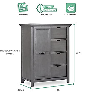Evolur Belmar Tall Chest Dresser, 38x20.25x48 Inch (Pack of 1), Rustic Grey