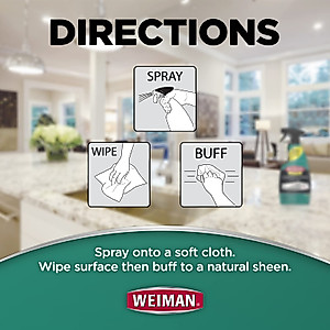 Weiman Disinfectant Granite Daily Clean & Shine (2 Pack with Polishing Cloth) Safely Clean Disinfect and Shine Granite Marble Soapstone Quartz Quartzite Slate Limestone Corian Laminate Tile Countertop