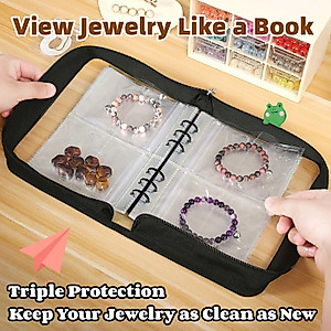 AVELIO Bracelet Storage Organizer Travel Jewelry Organizer Transparent Jewelry Storage Book High Capacity for Earring, Necklace, Ring, With pvc Jewelry Pouches Zipper Bags