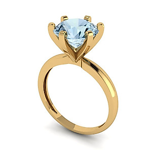 2.95ct Round Cut Solitaire Natural Swiss Blue Excellent VVS1 Classic Wedding Statement Bridal ring 18k Yellow Gold Size 6.5