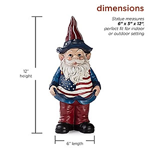 Alpine Americana Gnome with Flag Apron Bird Feeder, 12 Inch Tall