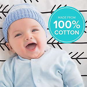 Kushies Baby Fitted Bassinet Sheets - 30 x 18 Bassinet Mattress Mini Crib Sheets - One Direction for Playpen & Bed Side Bassinets Mini Crib Sheet, One Direction Black & White (S335-619)