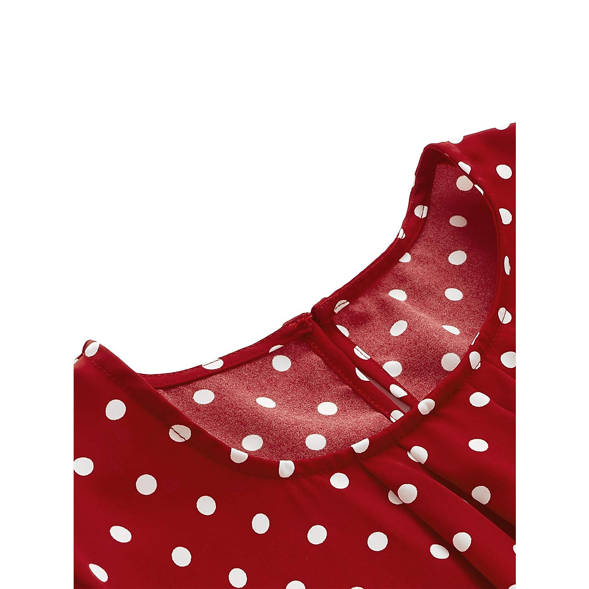 Milumia Women's Elegant Polka Dots Print Cap Sleeve Keyhole Back Work Blouse Top Red Medium