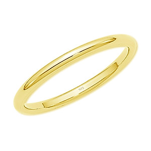 14K Gold-Plated over Sterling Silver 2mm Band Baby Ring for Toddlers and Little Girls Jewelry Gift (Size 2)