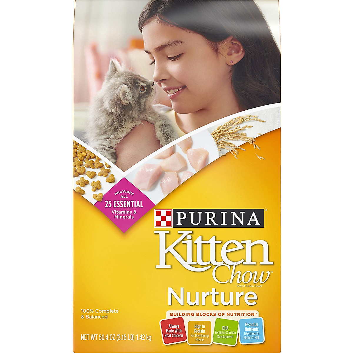 Purina Kitten Chow Nurture Kitten Dry Cat Food, 3.15 LB (Pack of 2)