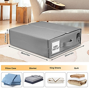 BIKTIC Foldable Bed Sheet Set Organizer,2-Pack with Zipper for Queen or King Sheets, Duvet Covers, and Pillowcases, Linen Closet Organizer for Bedding Clothes Towels