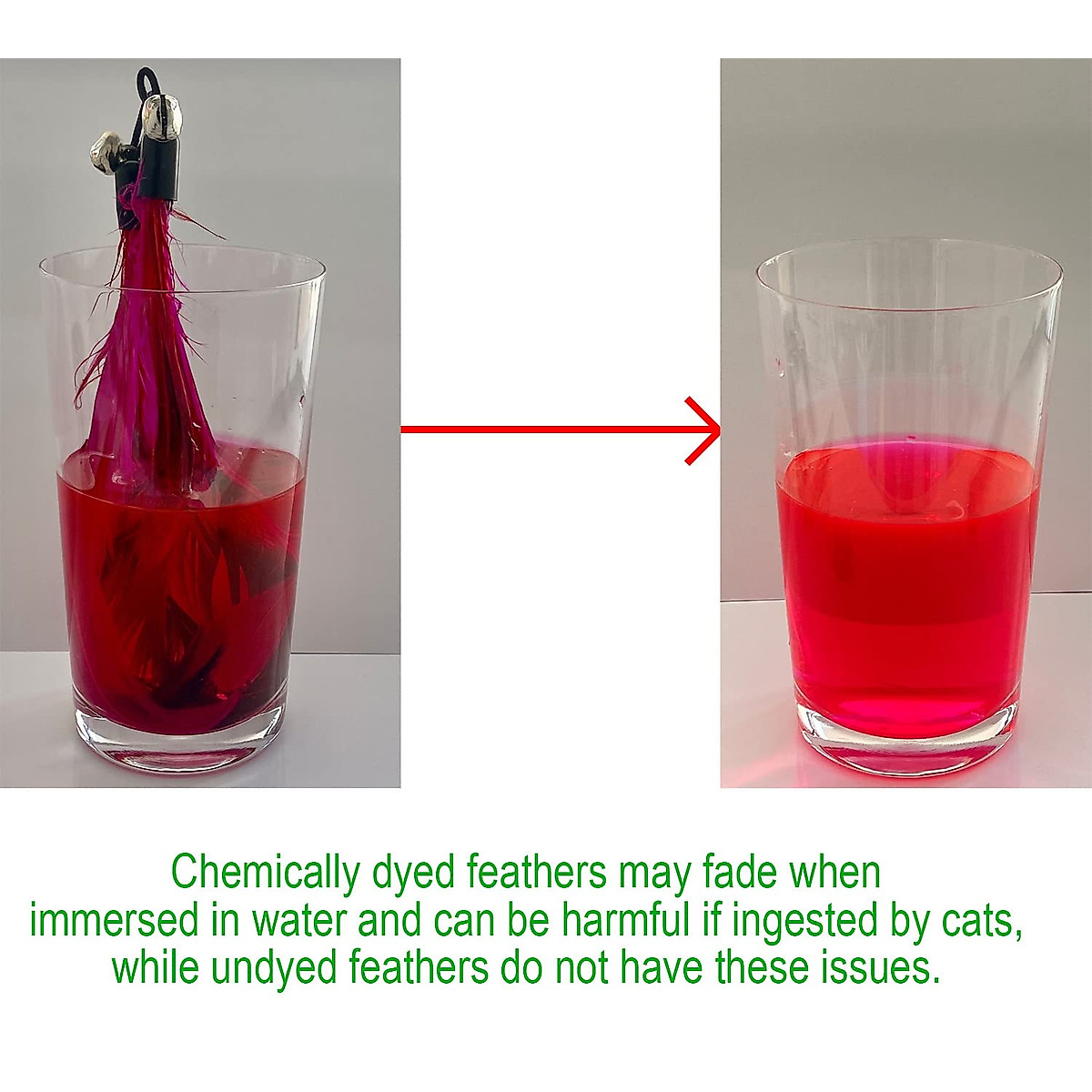 EcoCity Cat Toys - No Chemical Dyeing Cat Feather Toys for Indoor Cats - Include Cat Wand and Natural Feather Refills