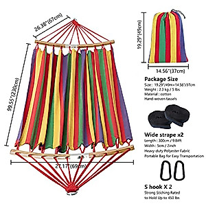 HBlife Hammock, Red 2 Person Cotton Canvas Portable Hammock, Sturdy and Comfortable Double Hammock for Tree, Camping, Backyard and Beach, Carrying Bag Included