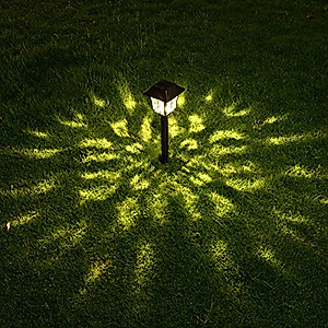 BEAU JARDIN 8 Pack Glass Solar Lights Pathway Landscape Outdoor Garden Waterproof Warm White LED Stainless Steeel Bright Sun Powered Lighting for Yard Path Patio Walkway Stakes Pattern Black BG403