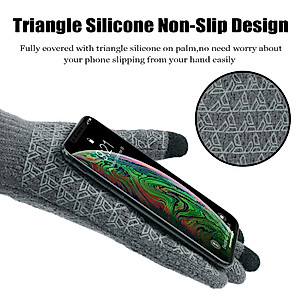 ViGrace Winter Warm Touchscreen Gloves for Men and Women Touch Screen Fleece Lined Knit Anti-Slip Wool Glove (Gray, Medium)