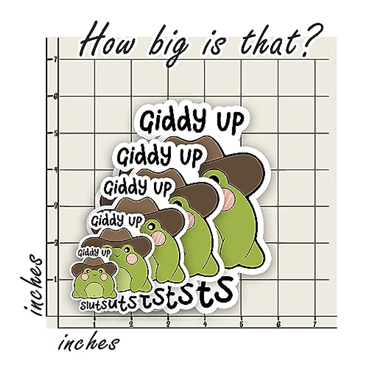 Akira Giddy Up Sluts Frog Sticker, Cowboy Hat Sticker, Cute Frog Stickers, Animal Sticker, Water Assitant Die-Cut Vinyl Funny Decals for Laptop, Phone, Water Bottles, Kindle Sticker