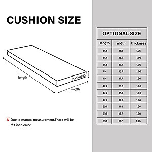 mudilun Indoor 31inch Piano Bench Cushion Outdoor UV Protection Lounge Patio Seat Pad Thickened Soft Sofa Pads Kitchen Dining Washable Cushions(Beige)
