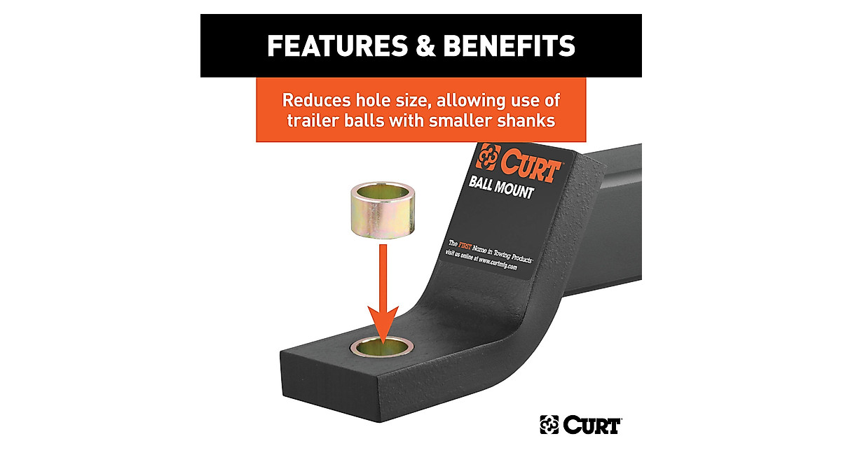 CURT 21201 Trailer Hitch Reducer Bushing for Secure Towing - 1-1/4" to 1"
