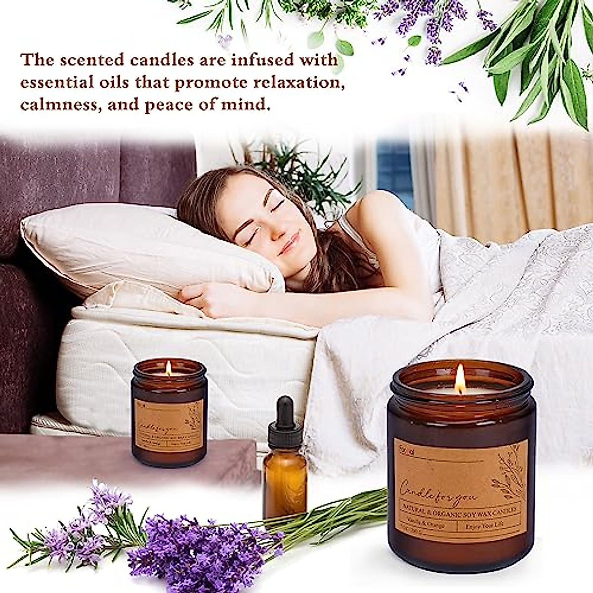 Fixwal 6 Pack Strong Scented Candles Gift Set, 42oz Candles for Home Scented Aromatherapy Soy Wax Glass Jar Candles