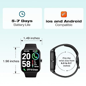 Quican Smart Watch for Women Answer/Make Calls, 1.83'' Fitness Tracker Watch Alexa Built-in, Sleep Heart Rate Monitor, 2024 Ladies Smartwatches 120 Sport Modes 110 Dials, for Android iOS Phone Dark