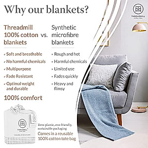 Threadmill Luxury Cotton Blankets for King Size Bed | All-Season Cozy 100% Cotton King Size Blanket | Herringbone Soft & Lightweight Fall Thermal Blanket fits California King Size Bed, 104x92 | Beige