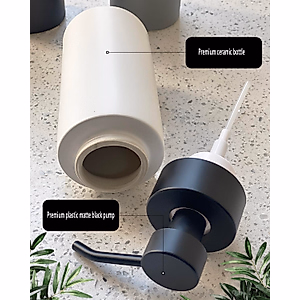 UNBONSOUHAIT 9.5 Oz Foaming Soap Dispenser for Bathroom,Kitchen Foam Soap Dispenser,Refillable Modern Foam Pump Bottle,Black Ceramic Foaming Hand Pump Dispenser (White)