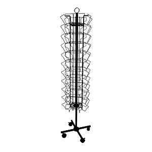 FixtureDisplays® 8" Wide Pocket (Fits 7x5", 44 Pockets) Horizontal Greeting Card Display Spinning Greeting Holiday Card Rack Floor Stand Pocket Size: 8"Wide X 7.5+"High 11712-BLACK-NPF-SL