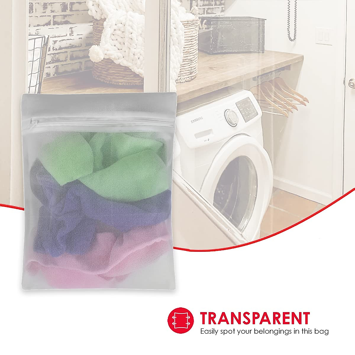 Sunbeam 3 Piece Micro Mesh Delicate Laundry Wash Bag, White