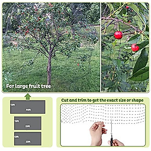 Soligt Bird Netting for Garden 13FT X 46FT Extra Wide Garden Netting with 100 Ties for Vegetable Raised Bed, Fruit Trees & Other Plants, Anti Bird Squirrel Deer Reusable Protection Net