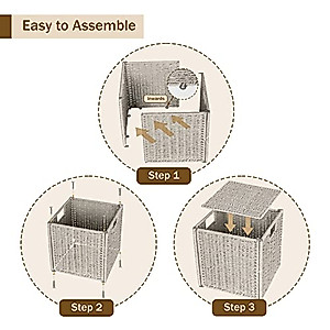 AELS Woven Baskets for Storage, Natural Hand-woven Storage Baskets for Organizing, Cubby Cubes Storage Bins for Shelves, 11" Modern Farmhouse Square Storage Cubes with Handles, Light Gray, 4 Pack