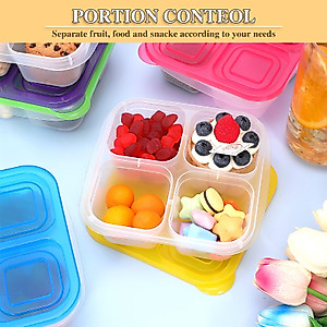 Zebbtne 5Pack Bento Snack Boxes,4 Compartment Snack Containers,Reusable Divided Meal Prep Container for Adults,Bento Snack Food Containers with Lids for Work Travel Picnic,5 Classic Colors