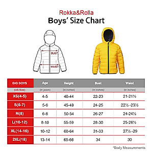 Rokka&Rolla Boys' Reversible Lightweight Puffer Jacket Hooded Water-Resistant Winter Coat