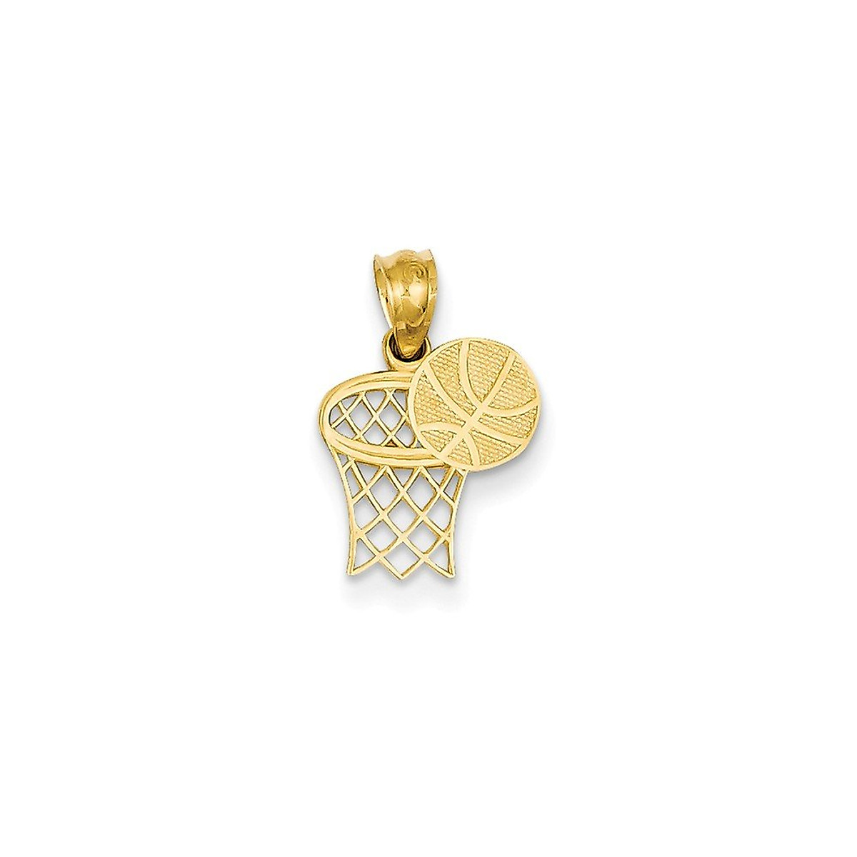 BillyTheTree Jewelry 14K Yellow Gold Basketball & Hoop Pendant