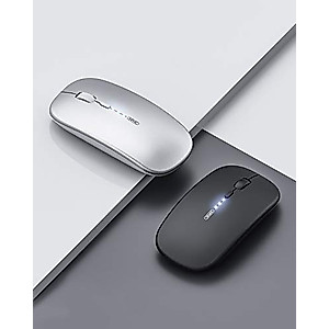 INPHIC Wireless Mouse for Laptop, 2.4G Slim Mouse 700mAh Rechargeable, Noiseless Computer Mouse with USB Receiver, 3 Adjustable DPI Optical Cordless Mouse for MacBook, Chromebook, PC, Laptop-Black