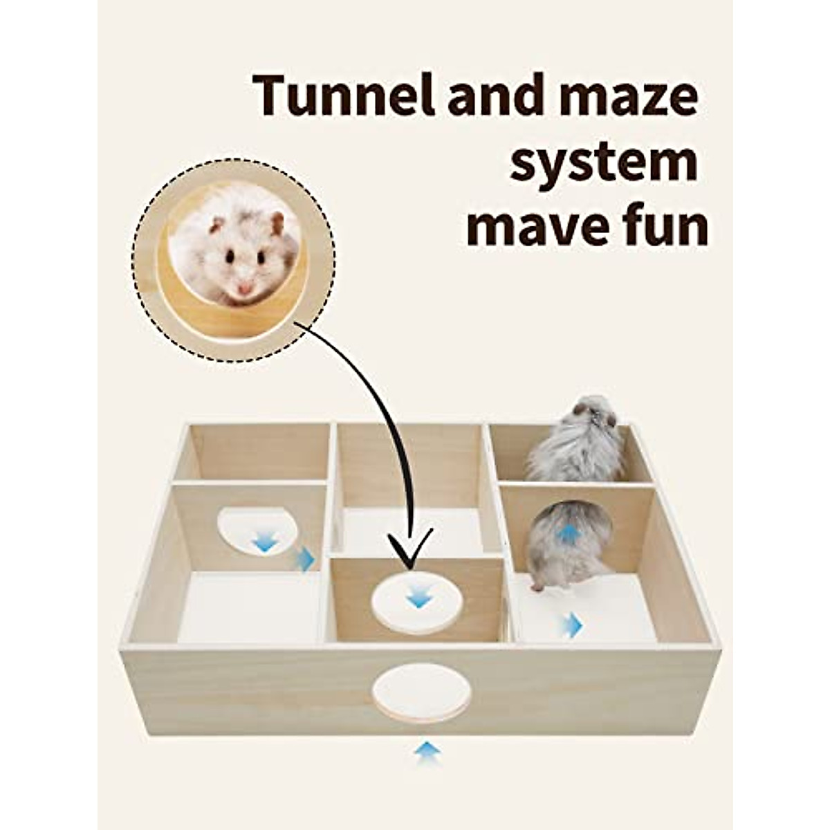 Rubor Multi-Chamber Hamster House Maze, Hamster Hideout Small Pets Woodland House Habitats Decor, Hamster Tunnels Activity Hamster Burrow for Hamster Mice Gerbils Lemming