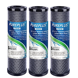 1 Micron 2.5" x 10" Whole House CTO Carbon Water Filter Cartridge Replacement for Countertop Water Filter System, Dupont WFPFC8002, WFPFC9001, FXWTC, SCWH-5, WHEF-WHWC, WHCF-WHWC, AMZN-SCWH-5, 3Pack