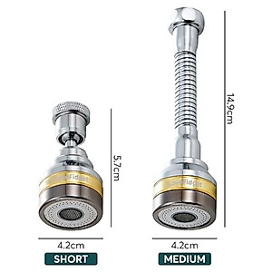 ILoveFidget Kitchen Faucet Spray Head, Solid Brass and Stainless Steel, 360 Degree Rotatable Aerator – 3 Flow Mode Adjustable, High Pressure Booster, Anti-Splash, Water Saving Faucet Sink