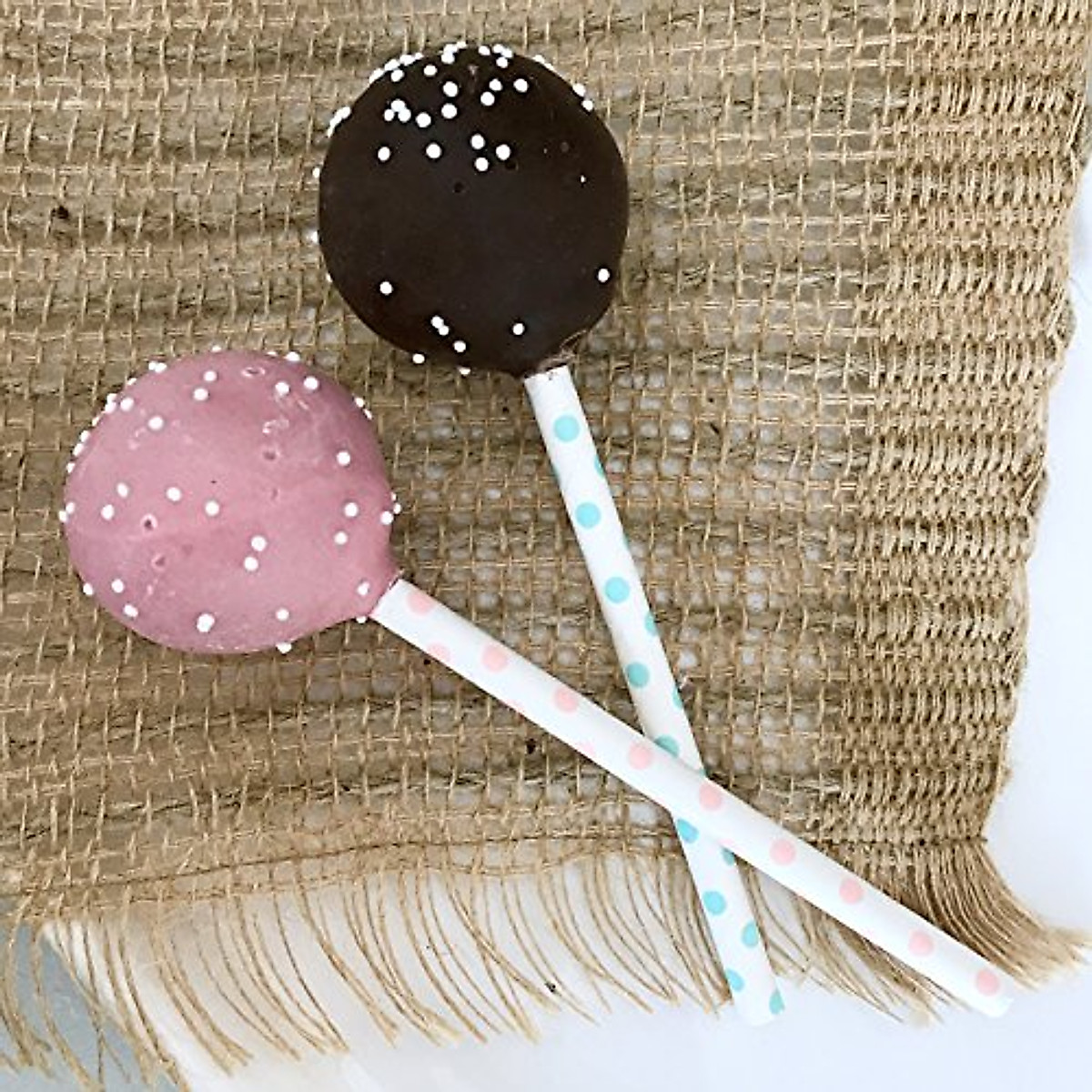 Gender Reveal Paper Straws - Light Blue Pink White - Polka Dot - 7.75 Inches - 100 Pack - Outside the Box Papers Brand