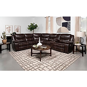 Coaster Home Furnishings Sycamore Upholstered Power Reclining Sectional Sofa Dark Brown