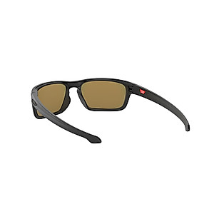 Oakley Men's OO9408 Sliver Stealth Square Sunglasses, Matte Black/Ruby Iridium Polarized, 56 mm