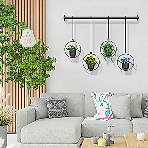 Auledio 4pcs Hanging Planters, Indoor Metal Plant Hanger with Plastic Pots