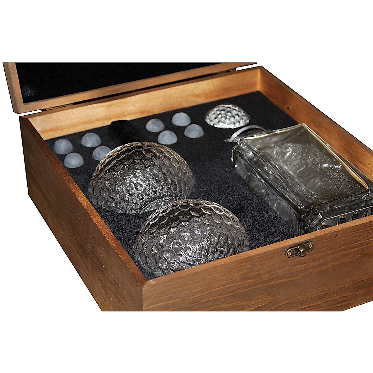 Golf Ball Whiskey Glass and Decanter Set by The Perfect Shot Whiskey Co. | Perfect Golf Gift Decanter Gift Set | Decanter, 2 Golf Ball Whiskey Glass, 8 Whiskey Stones and Gift Box