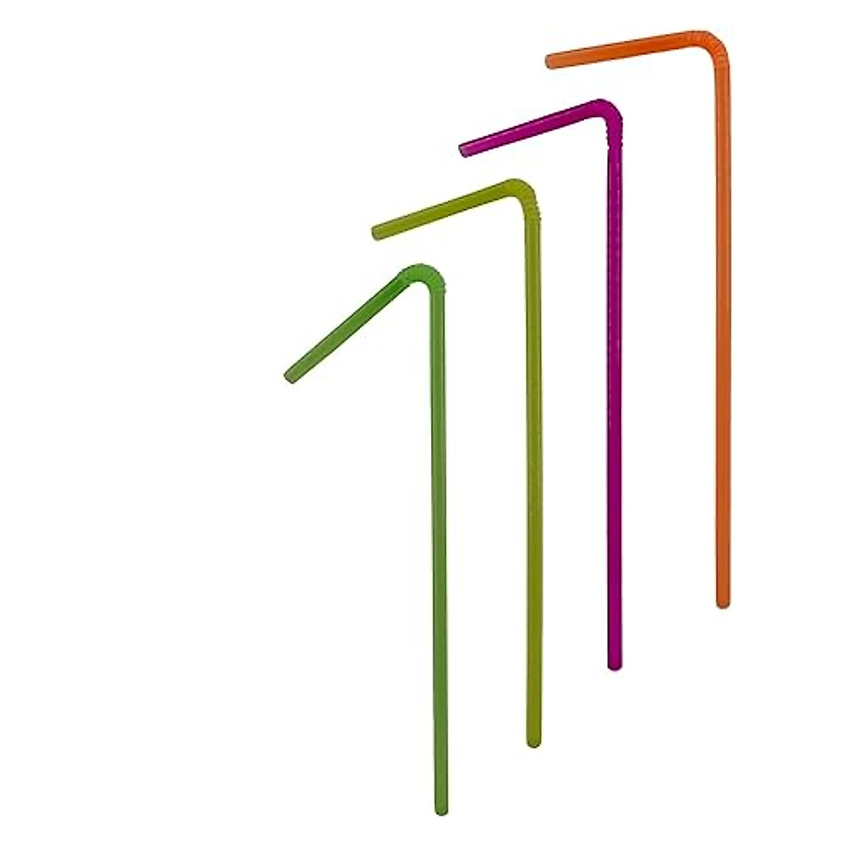 Flexible Plastic Drinking Straws (Assorted Neon) Bendable Disposable BPA Free Bendy