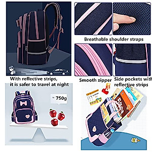 ZHANAO Backpack Bowknot for Girls Princess Style School Bag Daypack Set with Handbag