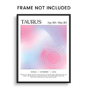 Taurus Gifts for Women - Astrology Decor Wall Art Print, Zodiac Sign Poster Birthday Gift for Tauruses (8x10 Unframed)
