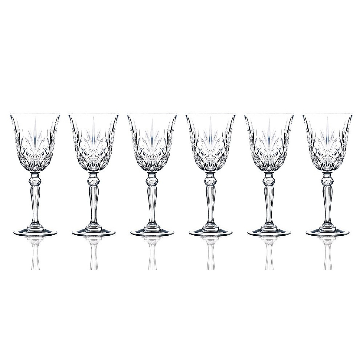 Lorenzo RCR Crystal Collection Water Glass Set Lorren Home Trends-Melodia, 6 Count (Pack of 1), Red Wine Goblet,7.5 fluid ounce