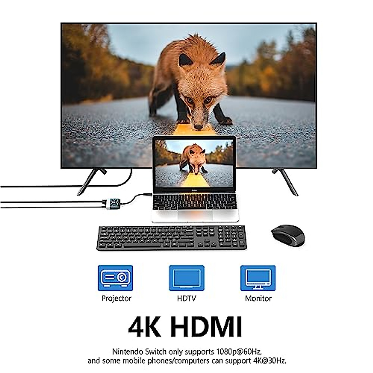 Switch Dock for Nintendo Switch OLED, 3 in 1 Switch TV Adapter with 4K HDMI, USB 3.0 Port, Type C 100W Charging, Portable Switch Docking Station Travel, for Samsung Dex S23, MacBook