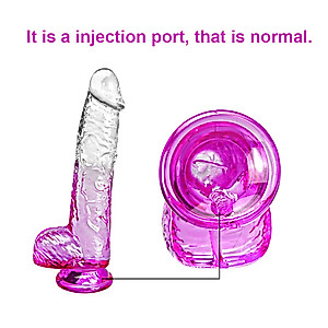 Realistic Clear Cute Purple Dildo - Life Like Adult Sex Toy for Women Pleasure, 6 Inch Fake Small Thin Dildo with Suction Cup for Beginner & Woman Men