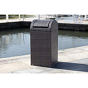 Safavieh PAT2511A Collection Bishop Outdoor Brown Wicker 18 Gallon Trash Bin